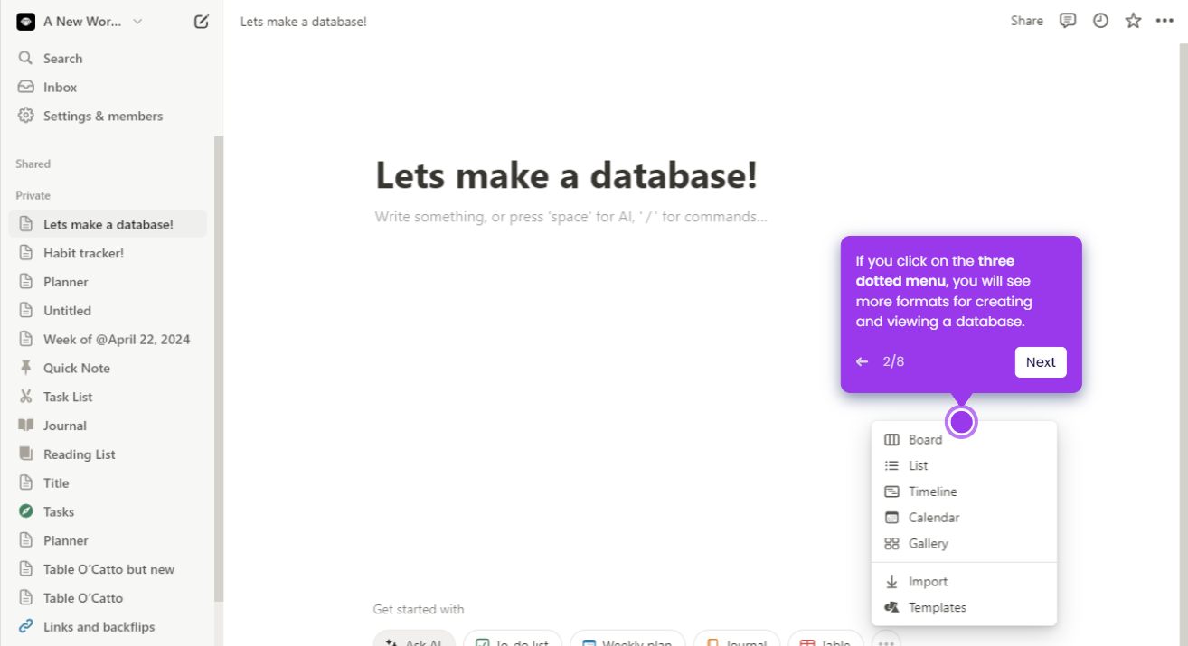 How to Create a Database in Notion: 1-Min Guide